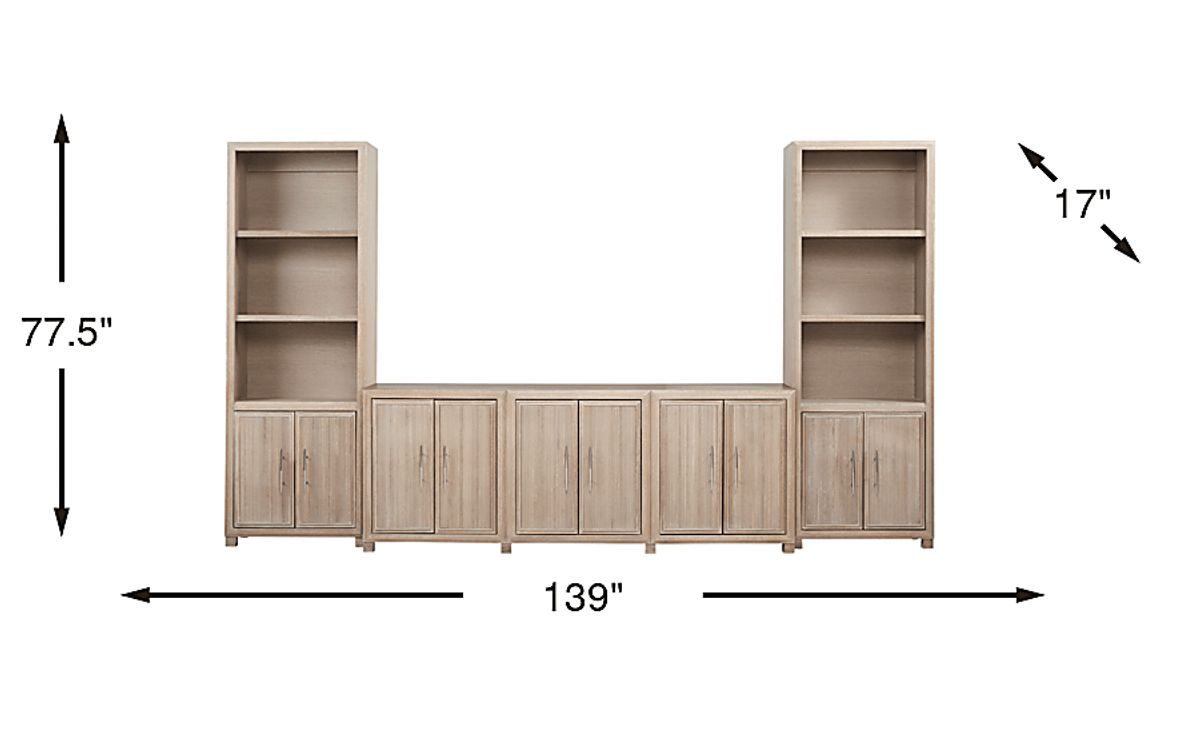 Manor Bridge Taupe Colors,Light Wood 3 Pc Wall Unit With 83 in. Console ...