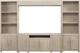 Manor Bridge Taupe Colors,Light Wood 4 Pc Wall Unit With 66 in. Console ...