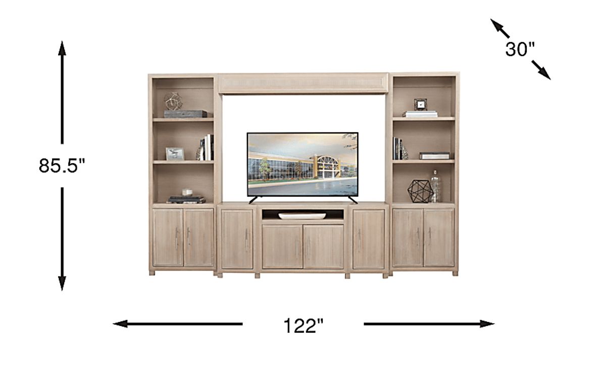 Manor Bridge Taupe Colors,Light Wood 4 Pc Wall Unit With 66 in. Console ...