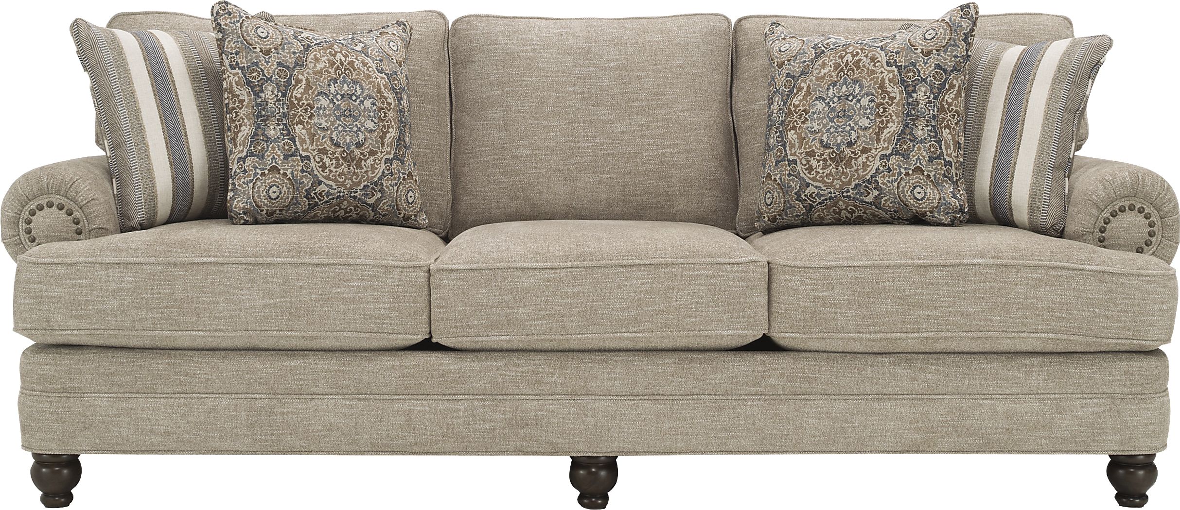 Mansfield 2 Pc Linen Beige Chenille Fabric Living Room Set With Sofa ...