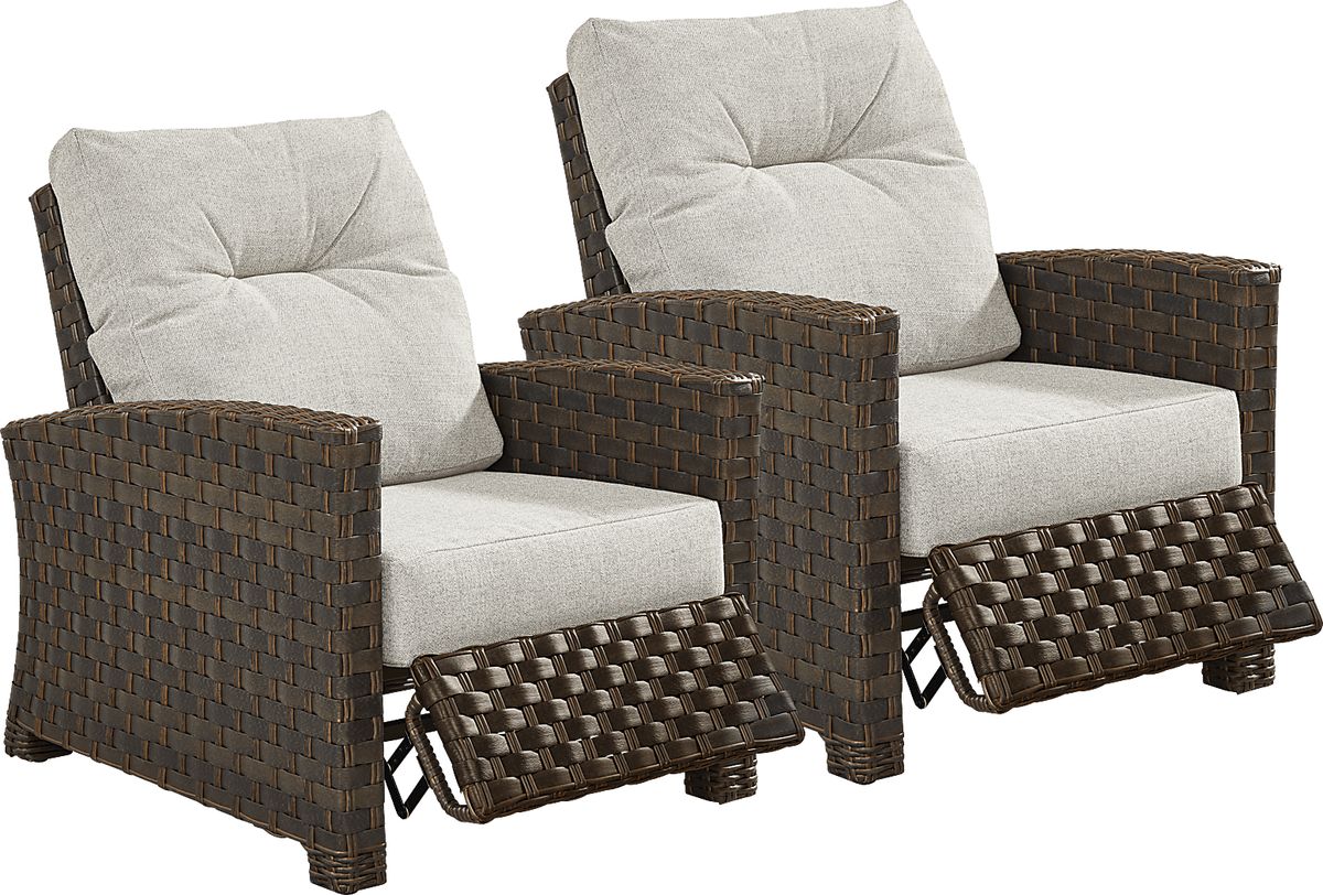 Mantra 2 Pc Brown Dark Wood Ash Beige,Gray Wicker Outdoor Reclining ...
