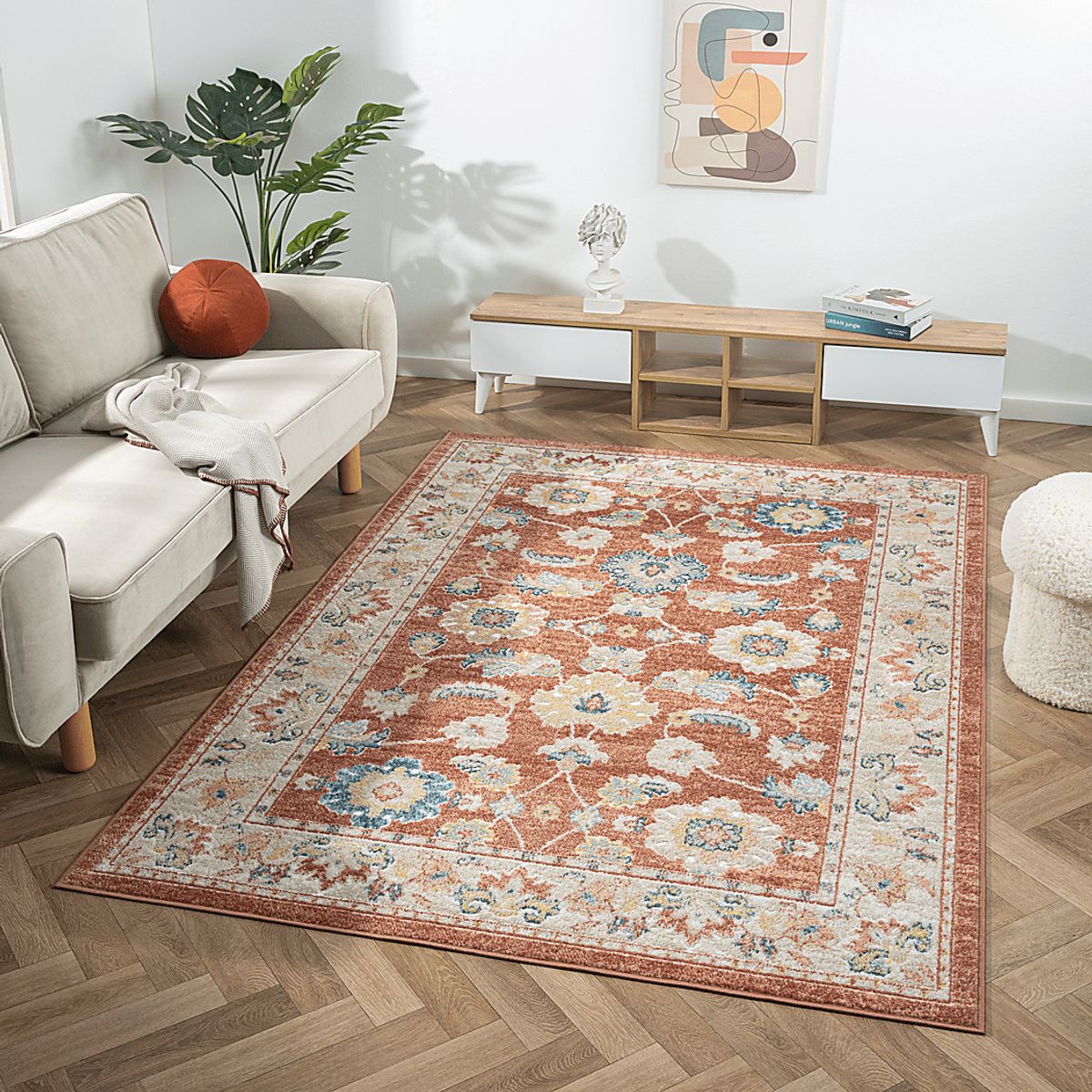 Manu Ivory,Rust Beige,Red Rugs | Rooms to Go