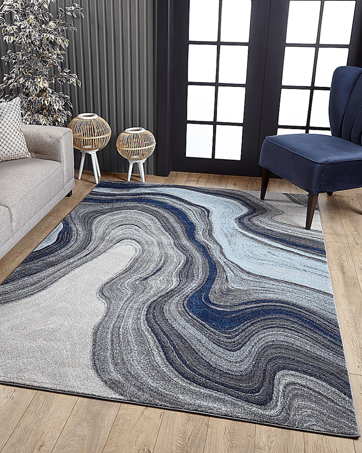 Maranigan Blue,Gray Rugs | Rooms to Go