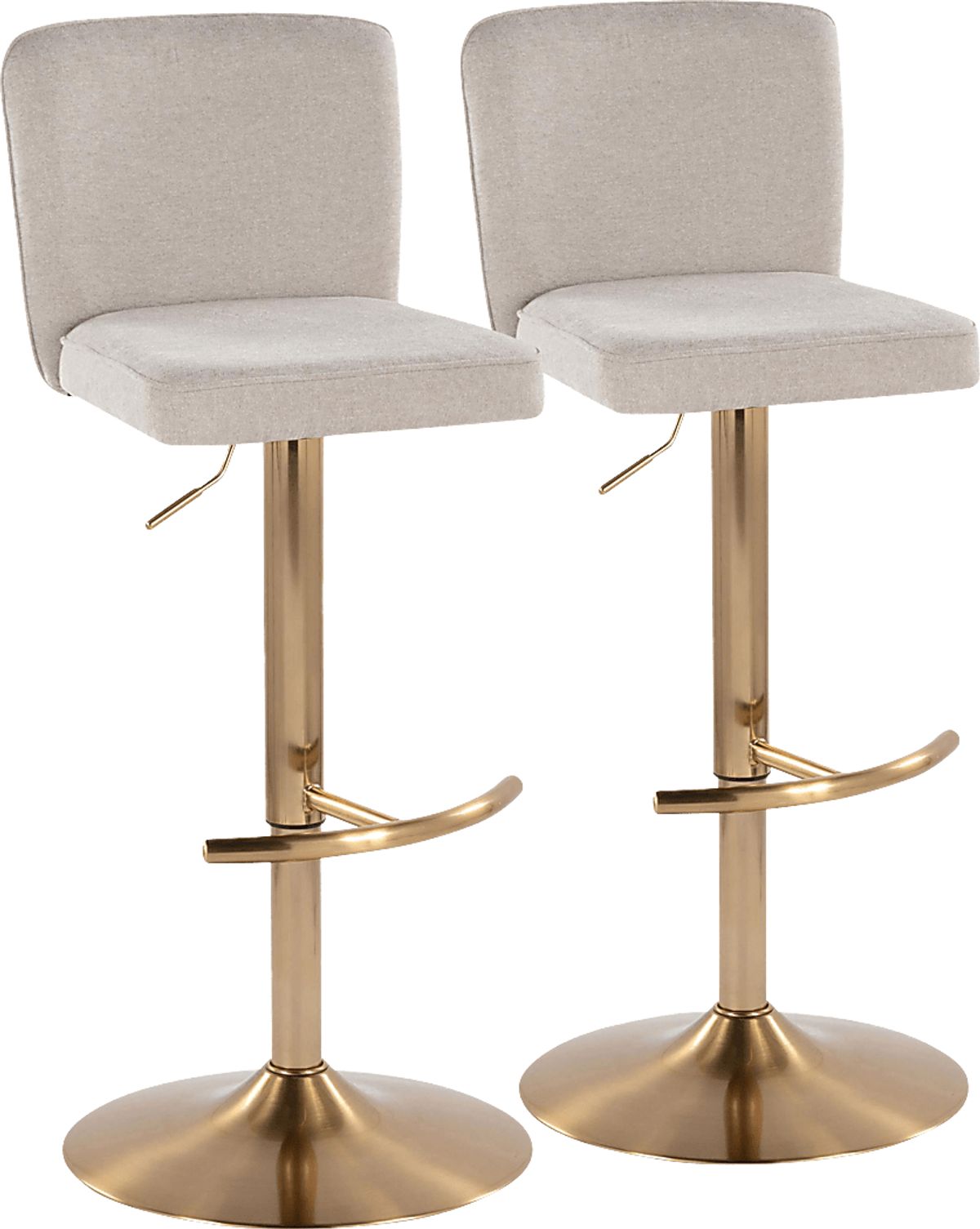 Marcei Gold Colors,Metal Beige Polyester Fabric Barstool, Set Of 2 | Rooms to Go