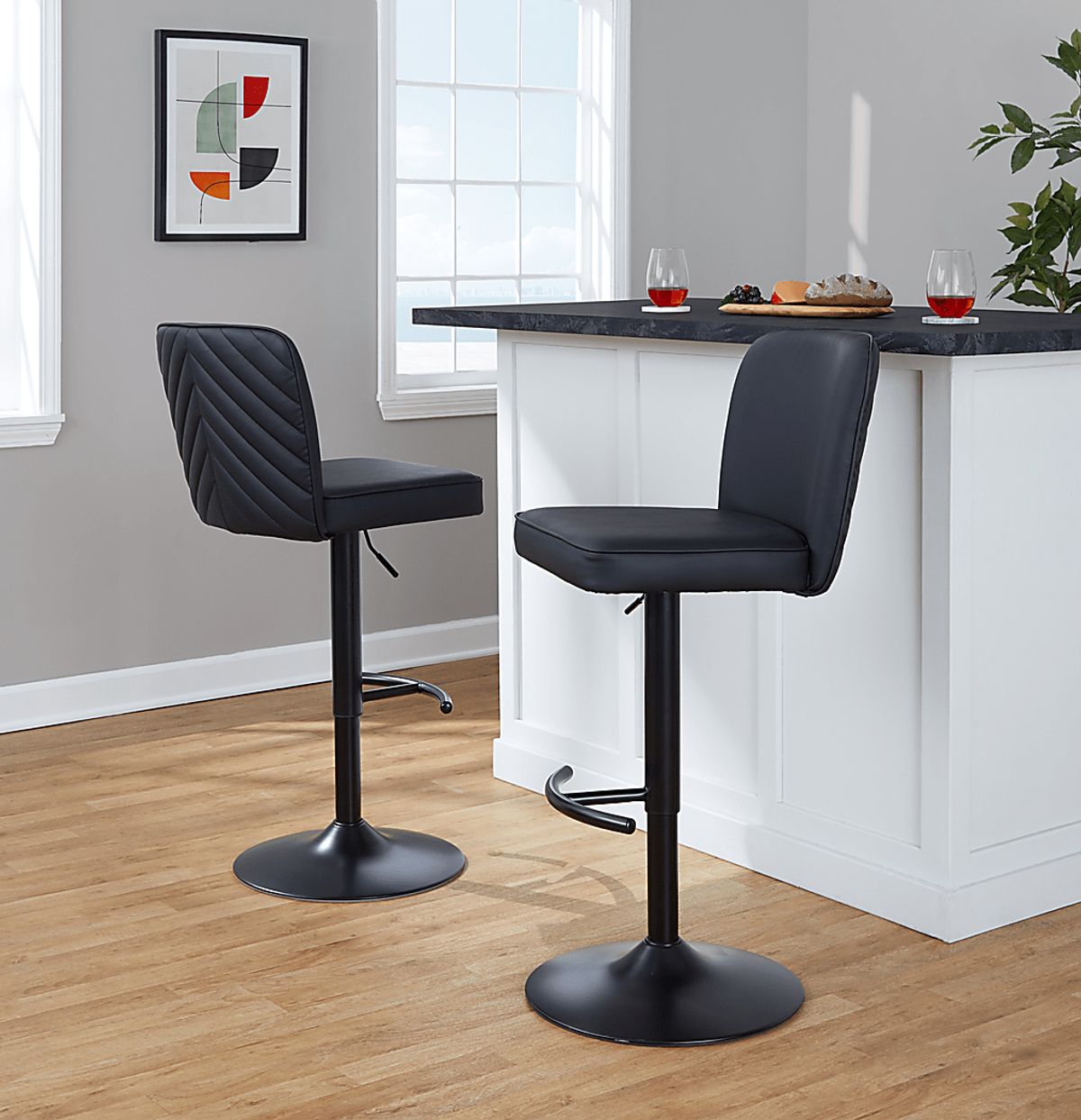 Marcei I Black Black,Colors Polyurethane Fabric Barstool, Set Of 2 | Rooms to Go