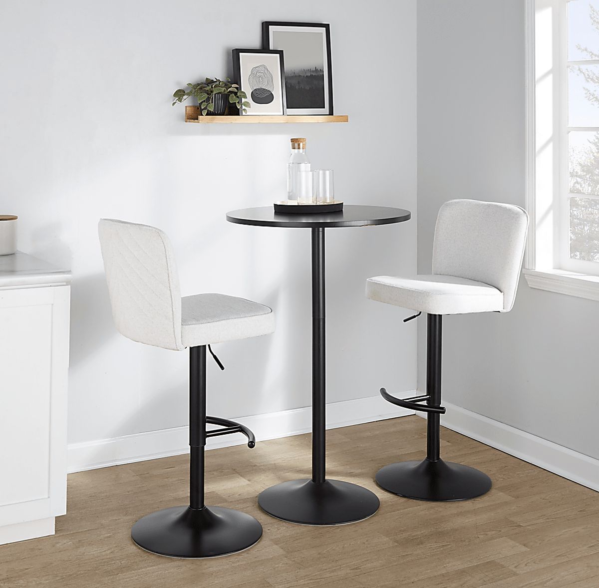Marcei I Black Black,Colors White Polyester Fabric Barstool, Set Of 2 ...