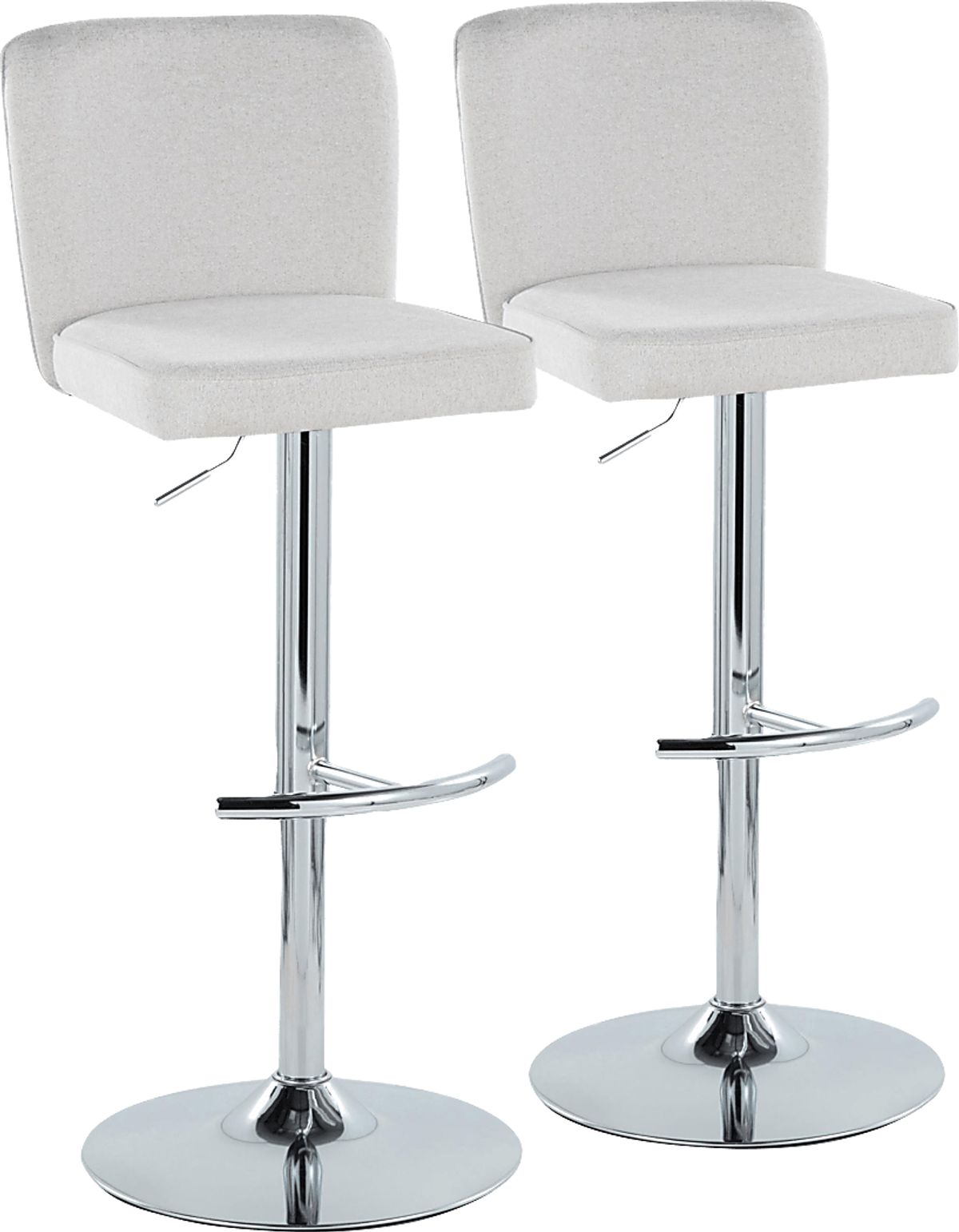 Marcei II Chrome Metal White Polyester Fabric Barstool, Set Of 2 ...