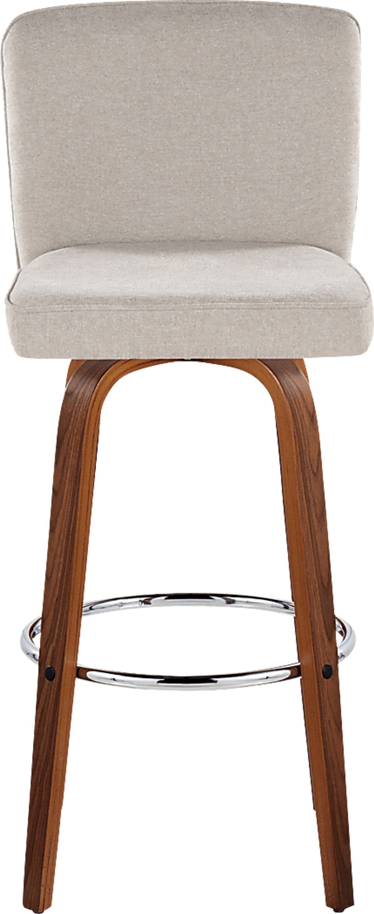 Marcei IV Walnut Dark Wood Beige Polyester Fabric Barstool, Set Of 2 ...