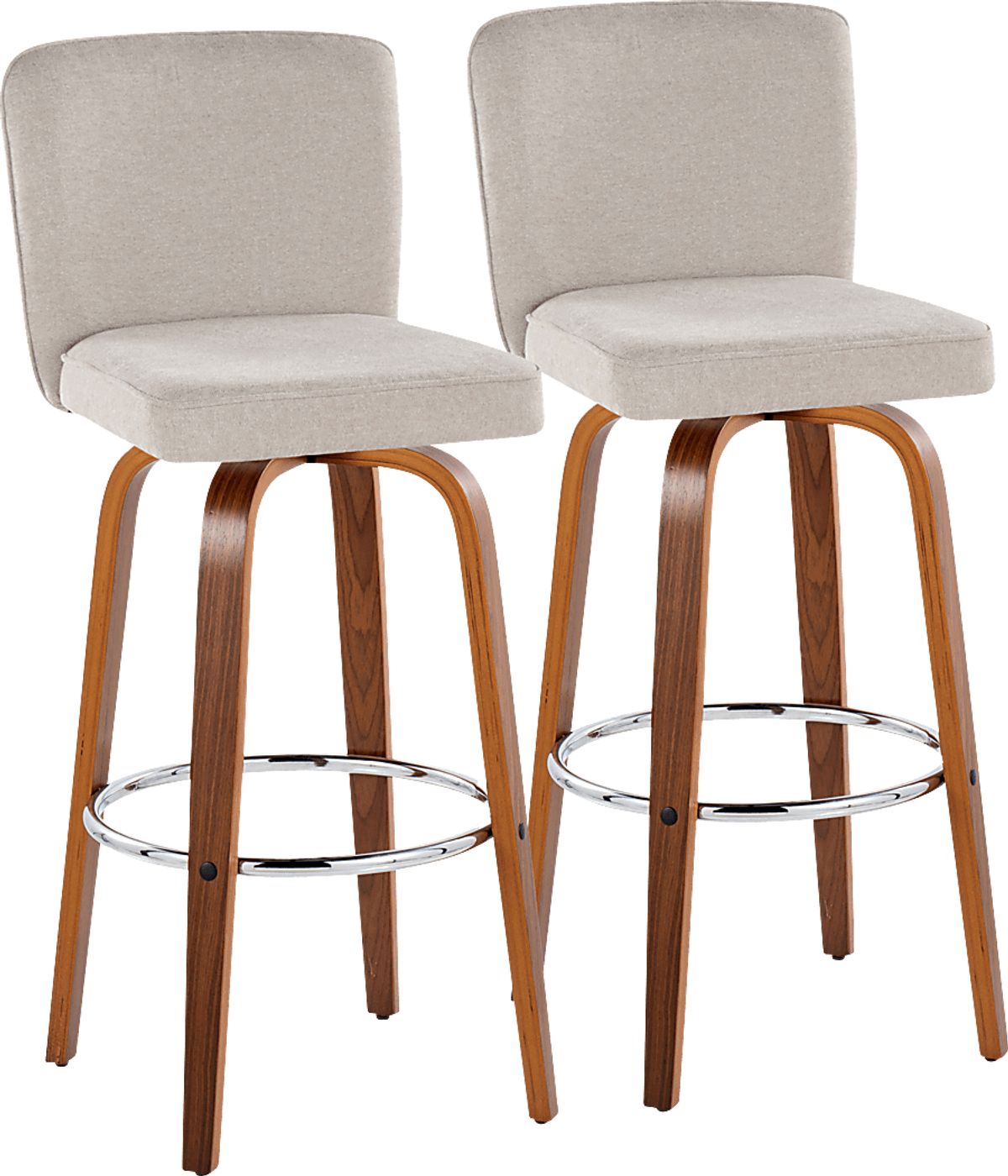 Marcei IV Walnut Dark Wood Beige Polyester Fabric Barstool, Set Of 2 | Rooms to Go