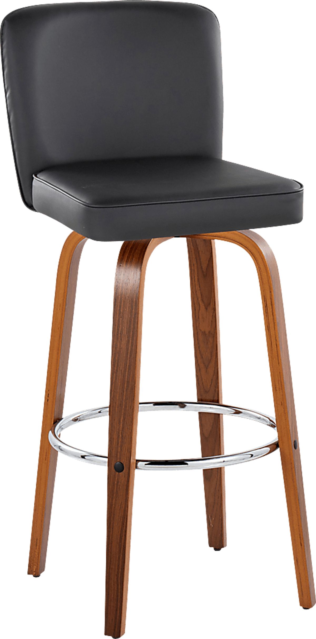 Marcei IV Walnut Dark Wood Black Polyurethane Fabric Barstool, Set Of 2 ...