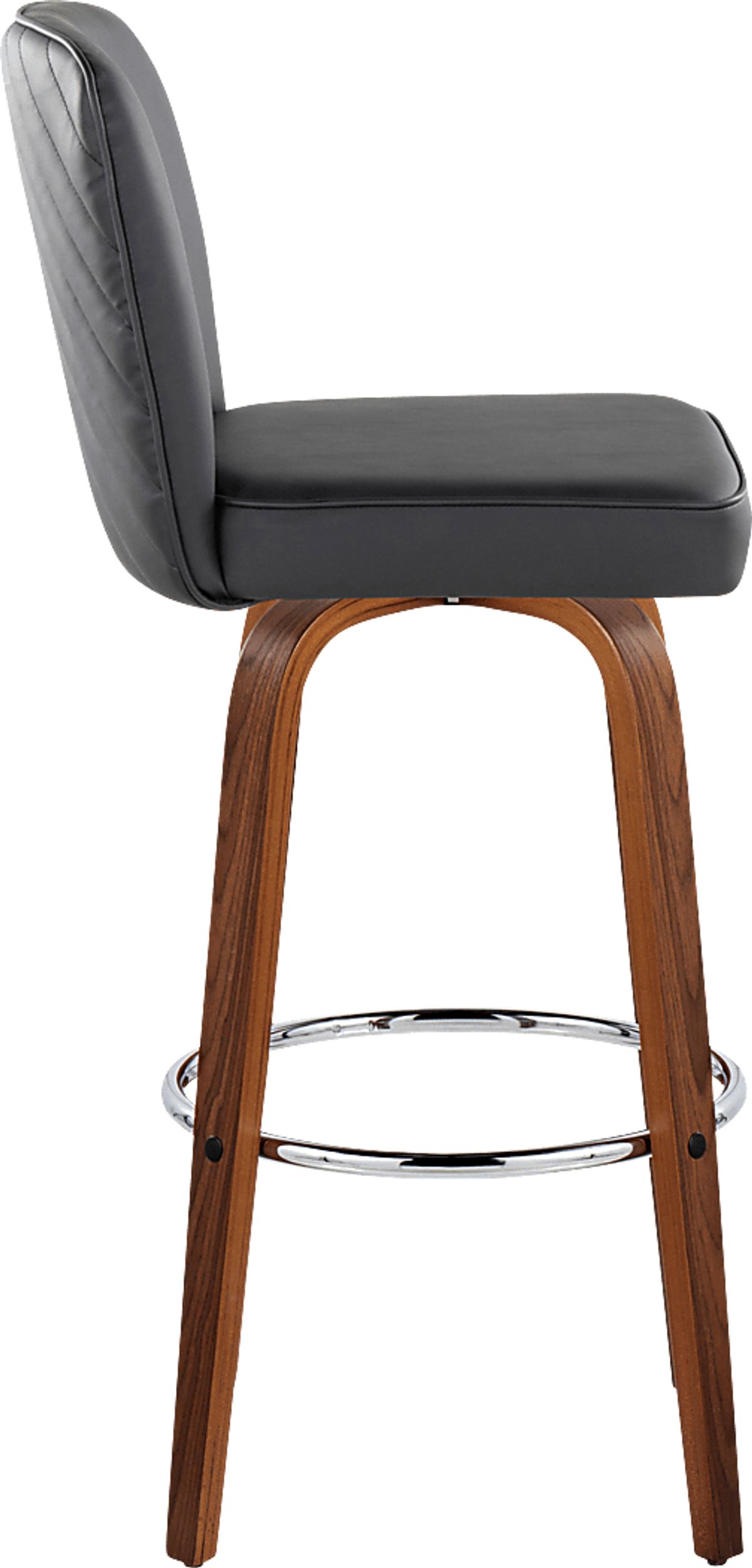 Marcei IV Walnut Dark Wood Black Polyurethane Fabric Barstool, Set Of 2 ...