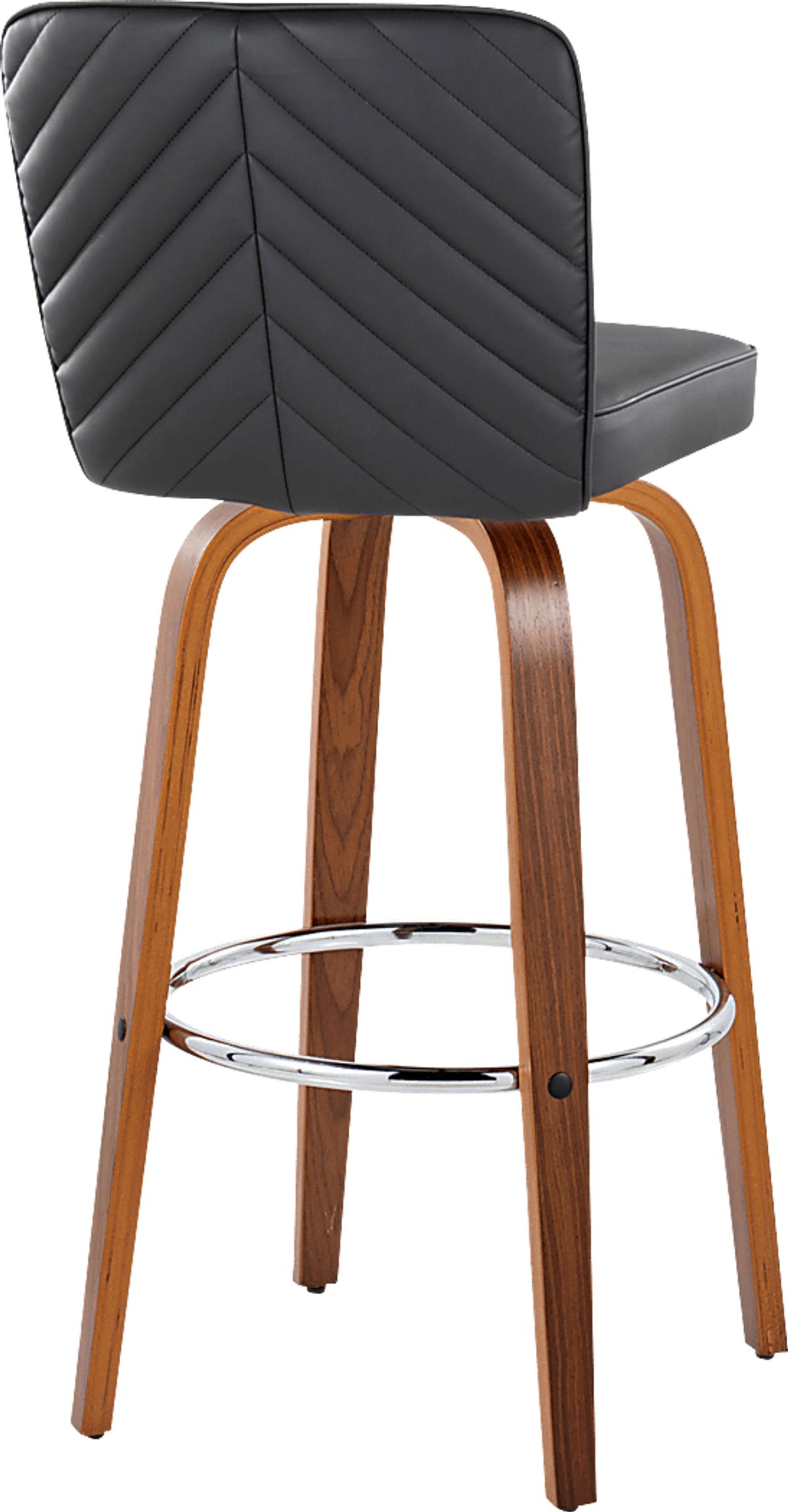 Marcei IV Walnut Dark Wood Black Polyurethane Fabric Barstool, Set Of 2 ...