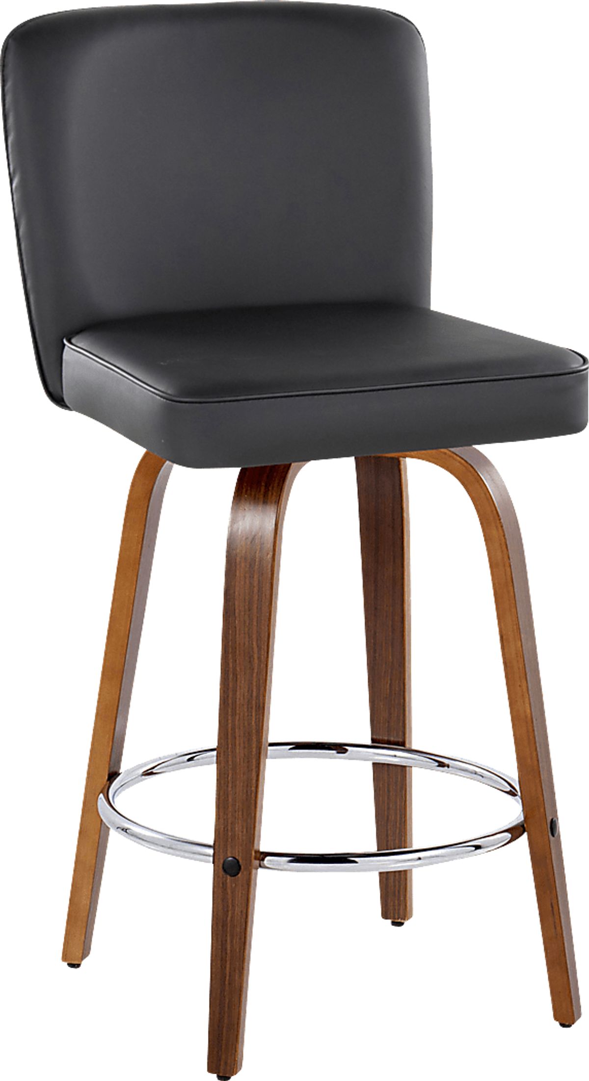 Marcei IV Walnut Dark Wood Black Polyurethane Fabric Counter Height ...