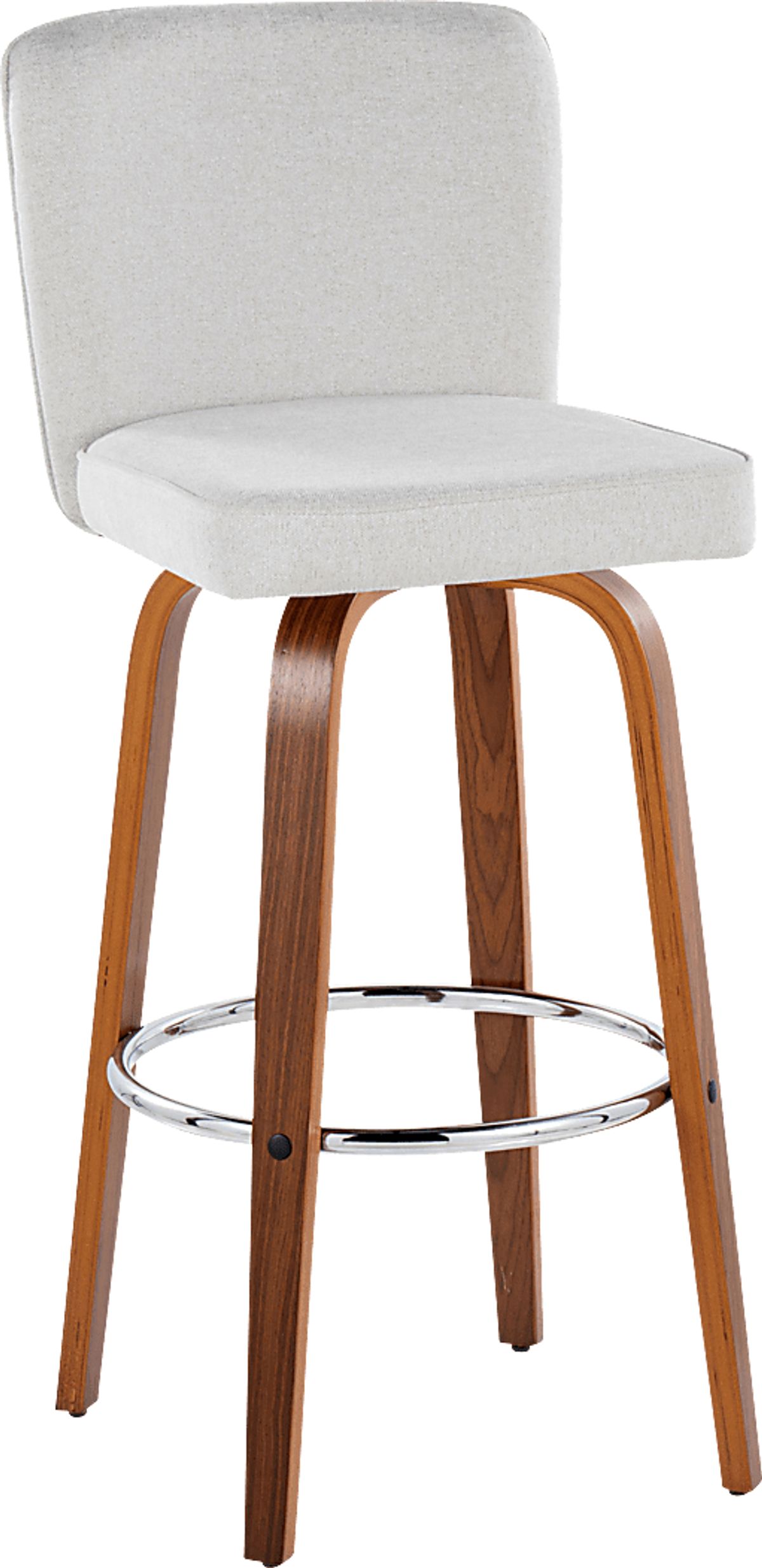 Marcei IV Walnut Dark Wood White Polyester Fabric Barstool, Set Of 2 ...