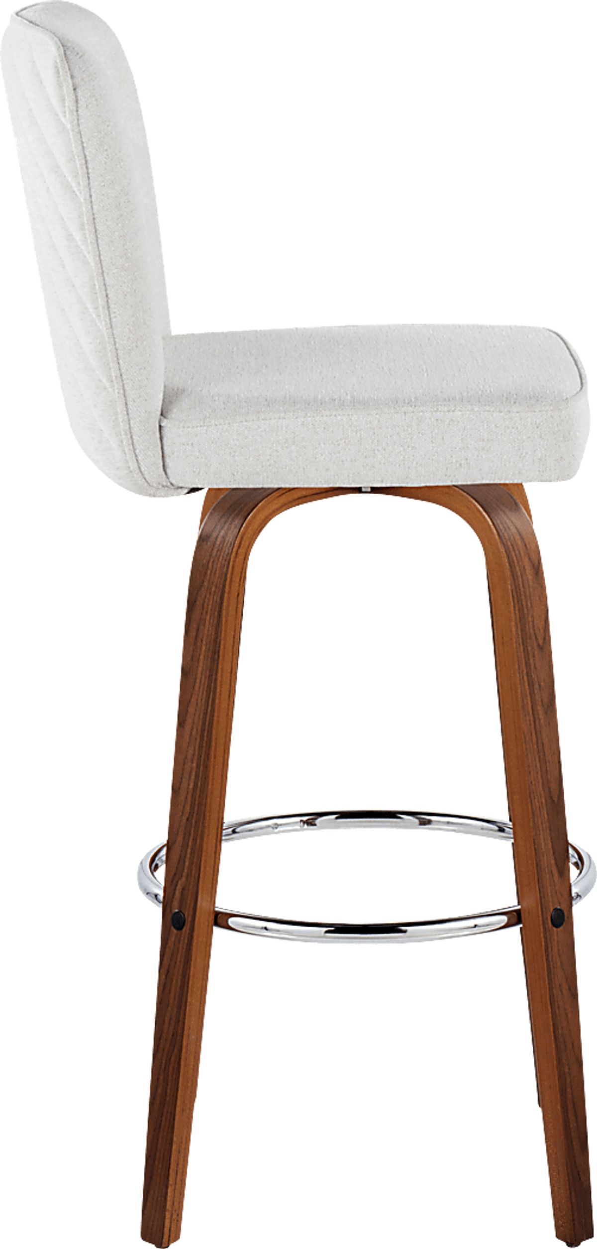 Marcei IV Walnut Dark Wood White Polyester Fabric Barstool, Set Of 2 ...