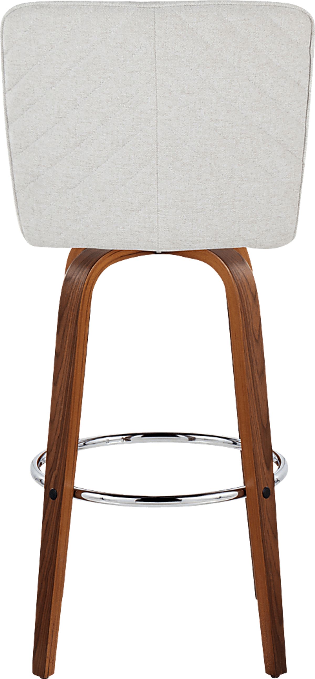 Marcei IV Walnut Dark Wood White Polyester Fabric Barstool, Set Of 2 ...