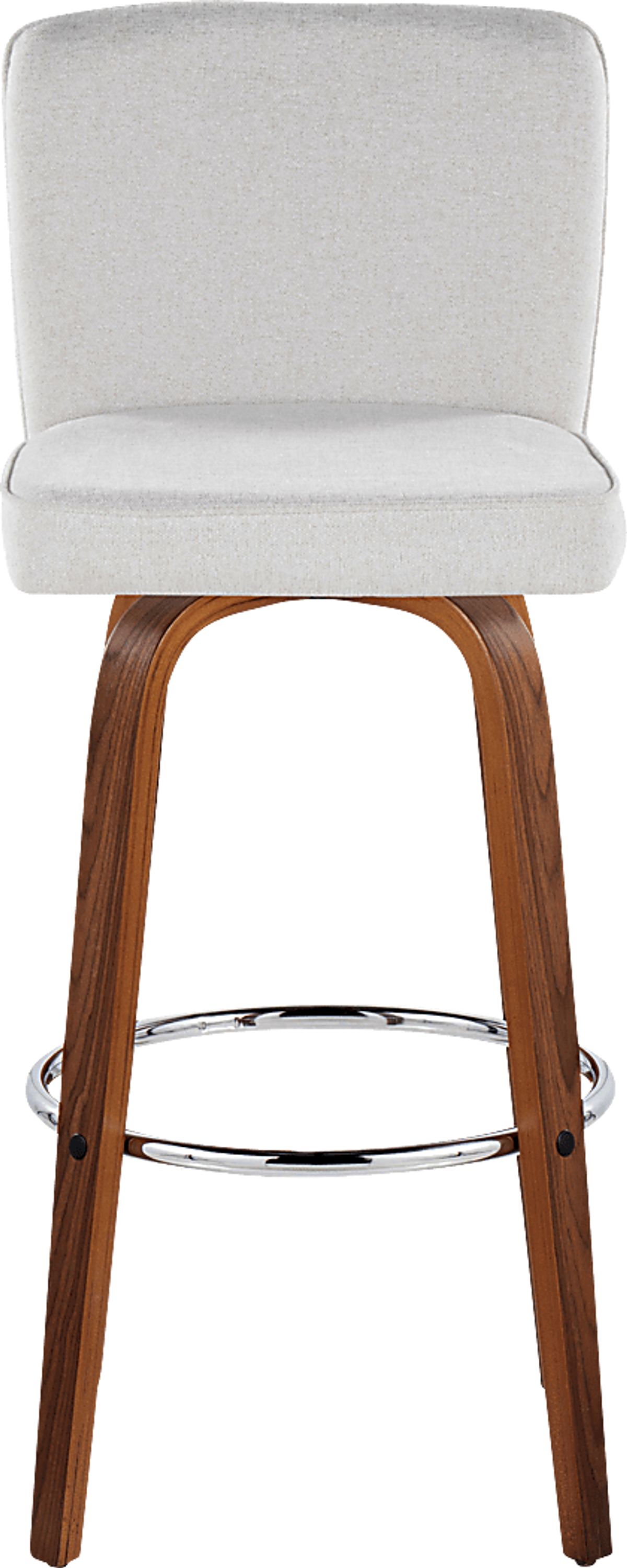 Marcei IV Walnut Dark Wood White Polyester Fabric Barstool, Set Of 2 ...