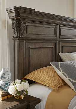 Marcelle 5 Pc Brown Dark Wood King Bedroom Set With Dresser, Mirror, 3 ...