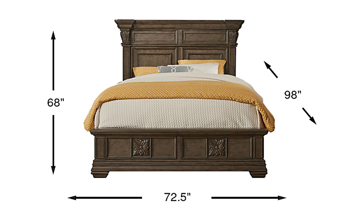 Marcelle Brown Dark Wood 3 Pc Queen Panel Bed | Rooms to Go