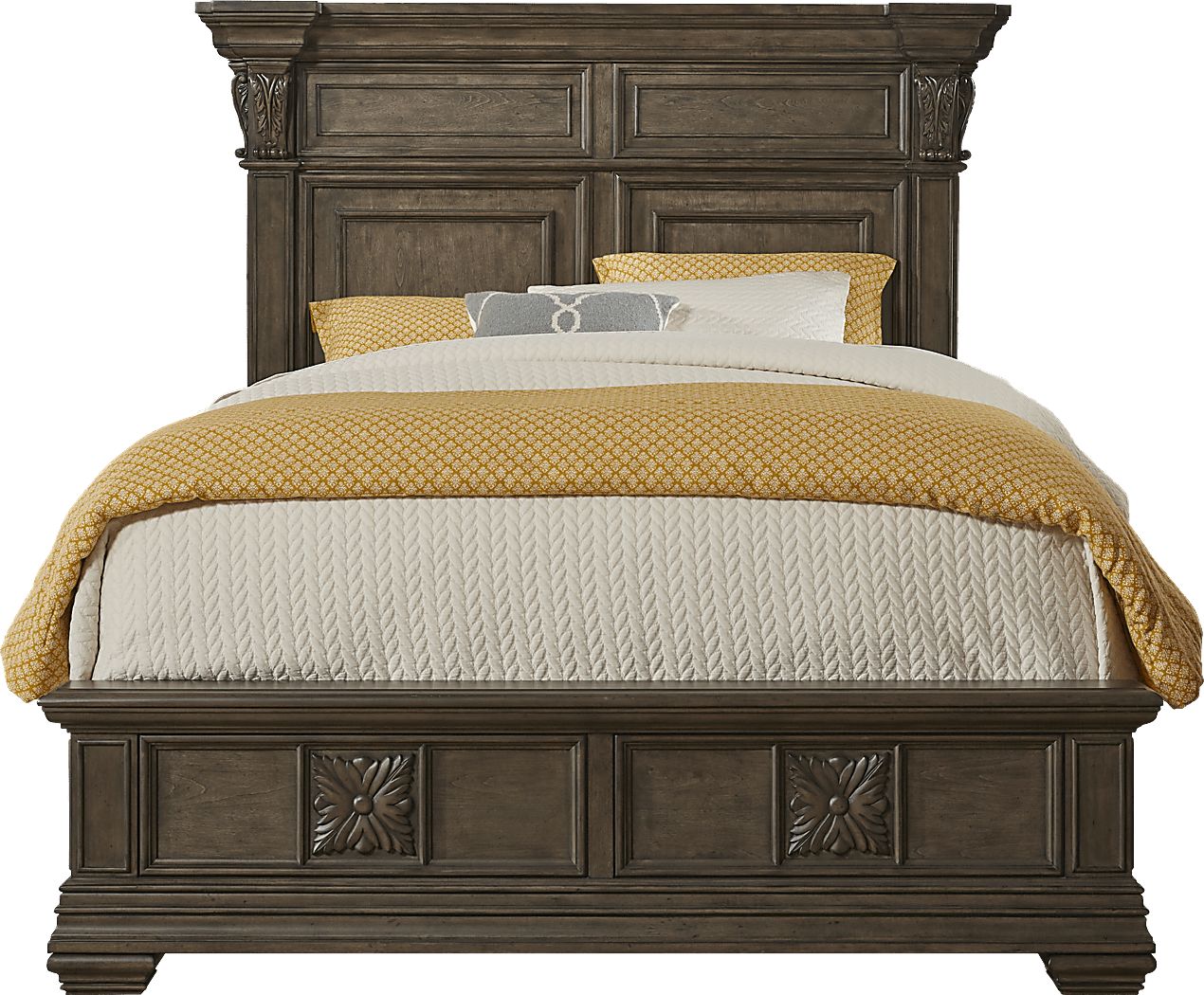 Marcelle Brown Dark Wood 3 Pc Queen Panel Bed | Rooms to Go