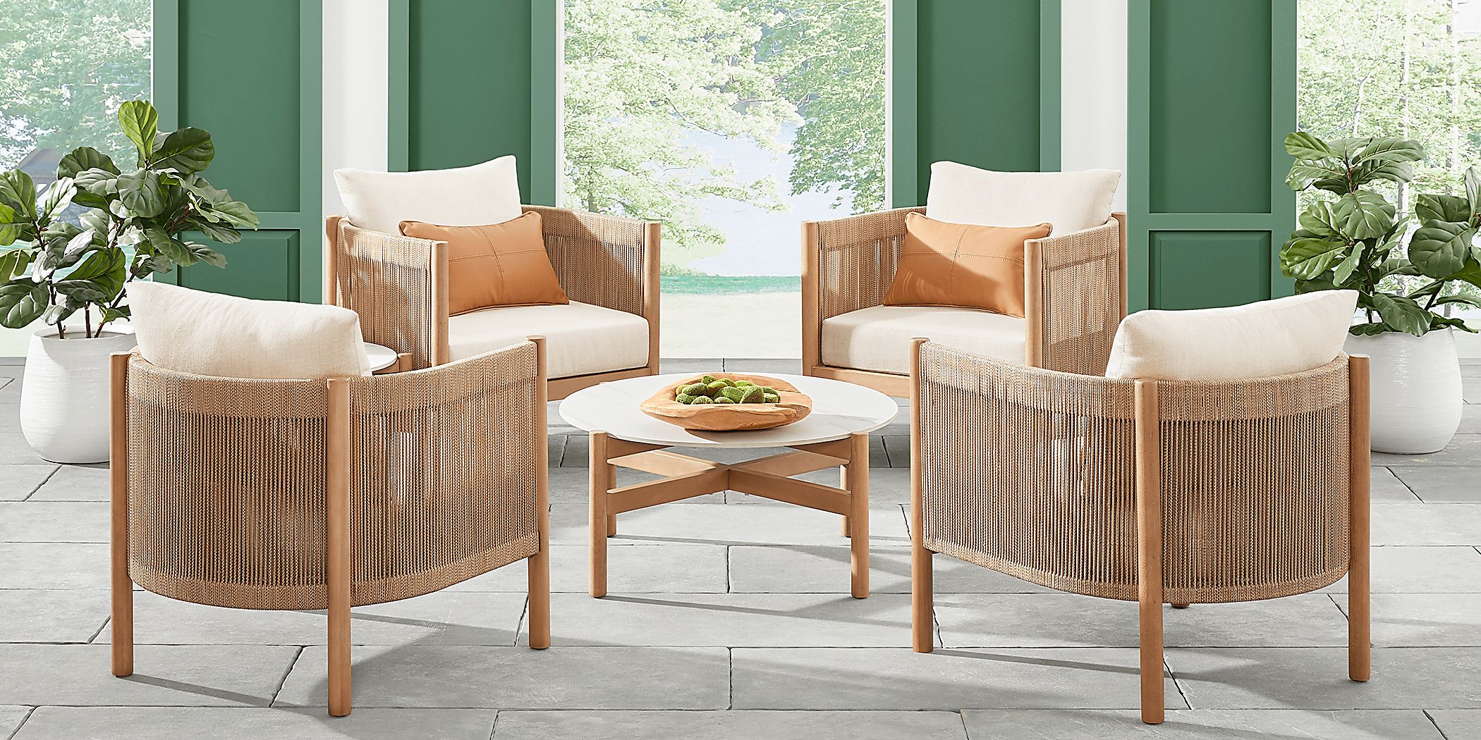 Marche 6 Pc Natural Light Wood Beige Aluminum,Wood Outdoor Seating Set ...