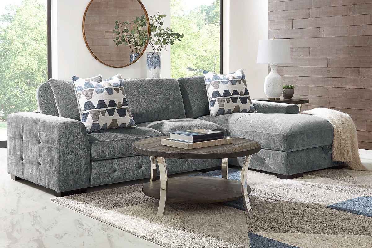 Marcola Ash Beige,Gray Woven 2 Pc Right Arm Chaise Sectional | Rooms to Go