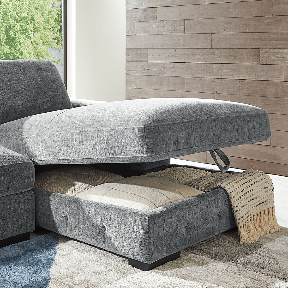 Marcola Ash Beige,Gray Woven 2 Pc Right Arm Chaise Sleeper Sectional ...