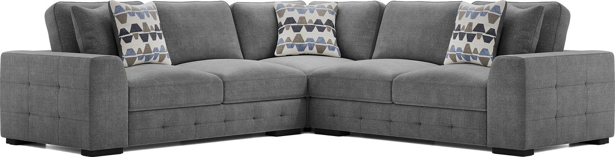 Marcola Ash Beige,Gray Polyester Fabric 3 Pc Sectional | Rooms to Go