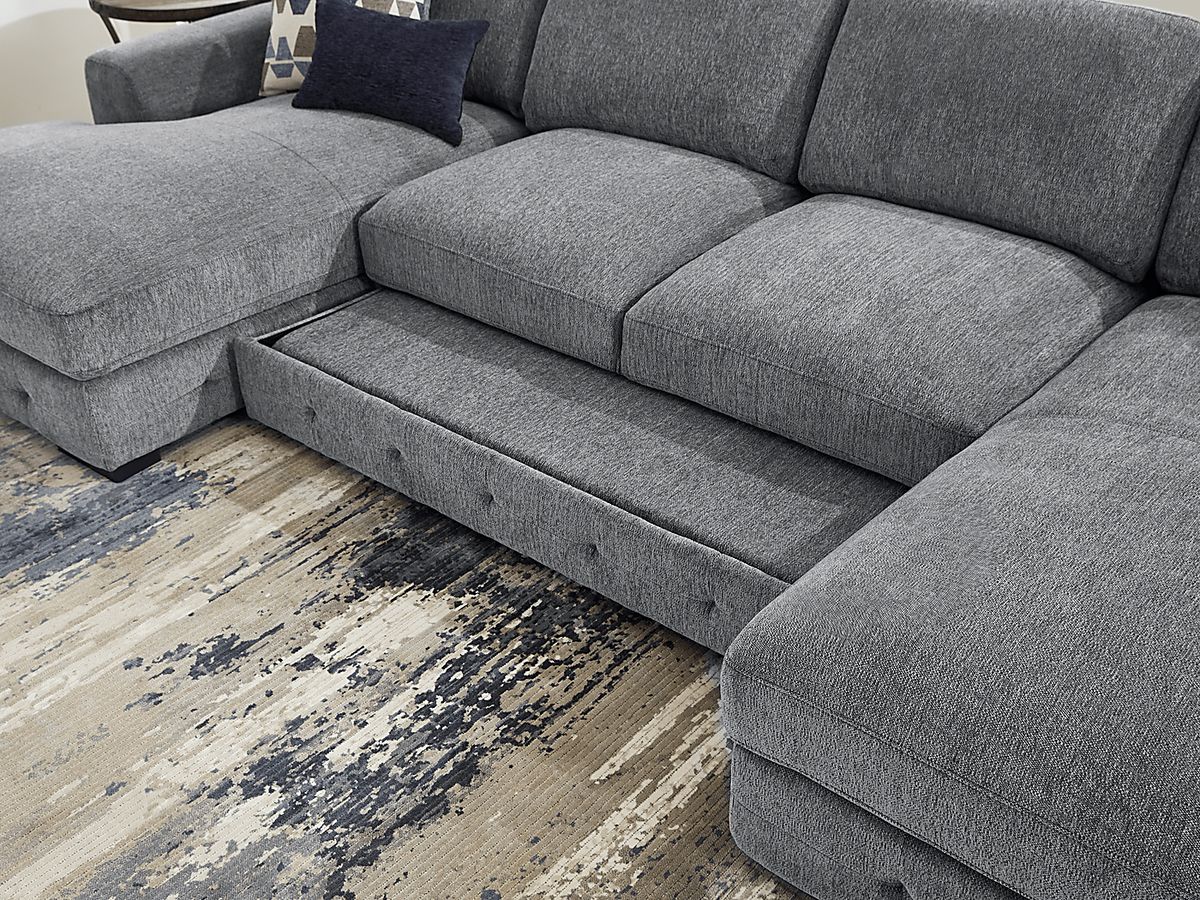 Marcola Ash Beige,Gray Polyester Fabric 3 Pc Sleeper Sectional | Rooms ...