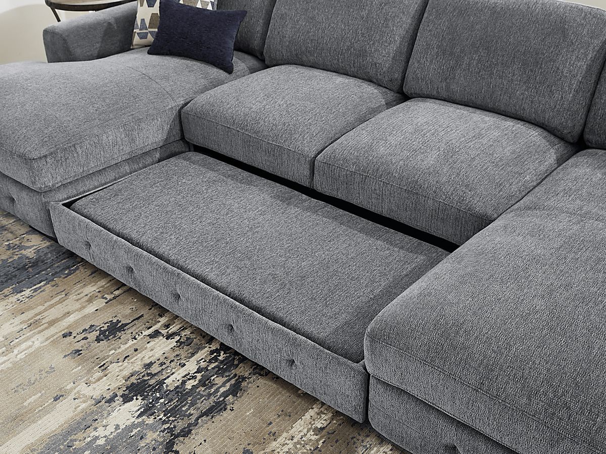 Marcola Ash Beige,Gray Polyester Fabric 3 Pc Sleeper Sectional | Rooms ...