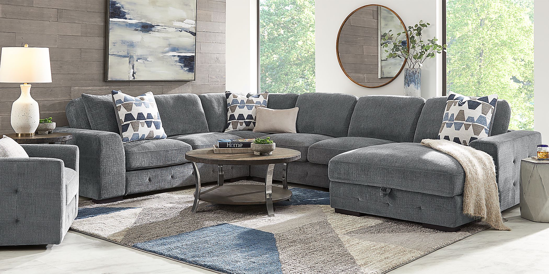 Marcola 4 Pc Ash Beige,Gray Woven With Chaise Right Sectional | Rooms to Go