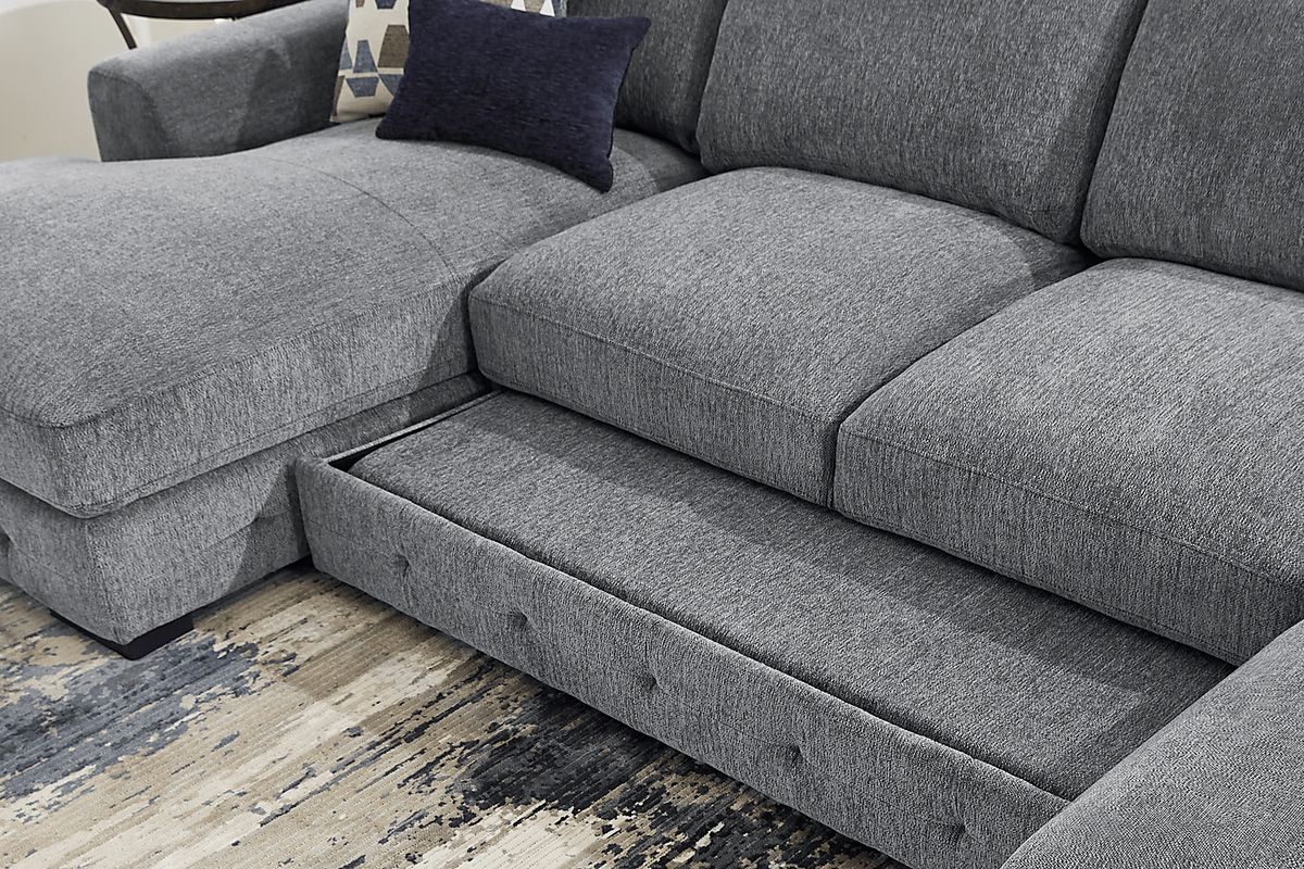 Marcola Ash Beige,Gray Woven 4 Pc Left Arm Chaise Sleeper Sectional ...
