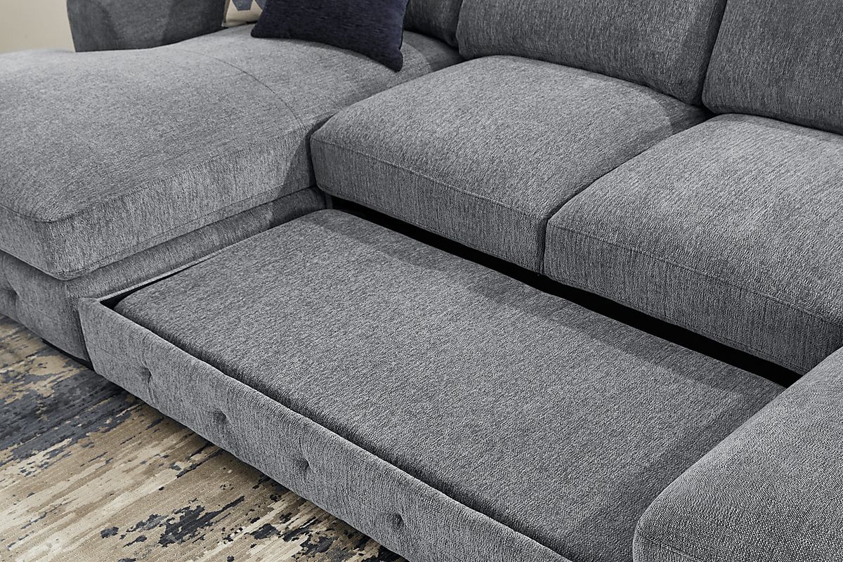Marcola Ash Beige,Gray Woven 4 Pc Left Arm Chaise Sleeper Sectional ...