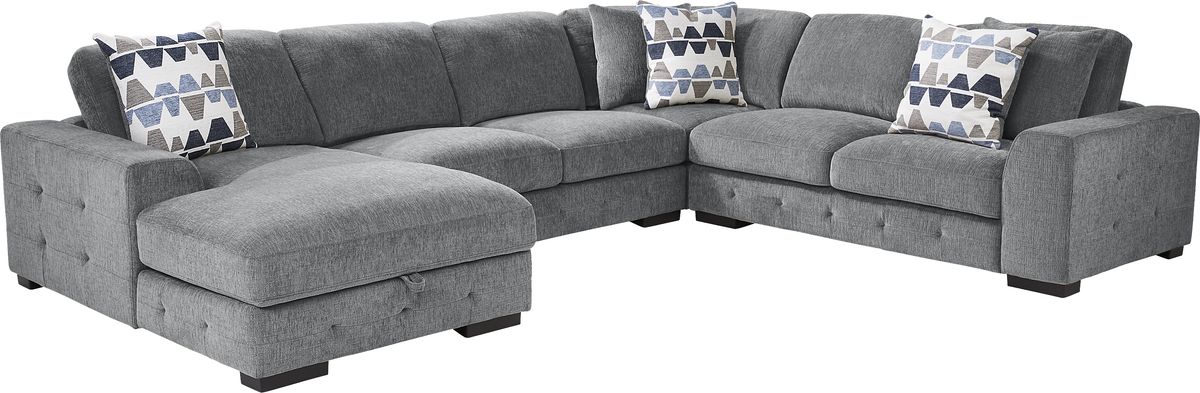 Marcola Ash Beige,Gray Woven 4 Pc Left Arm Chaise Sleeper Sectional ...
