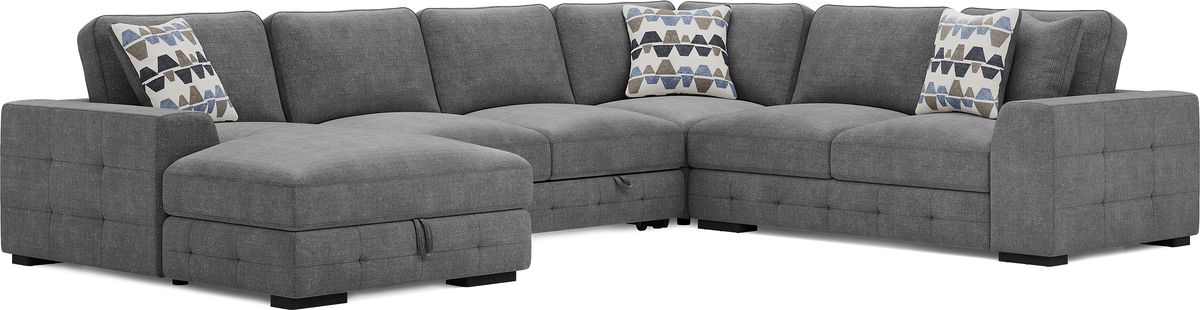 Marcola Ash Beige,Gray Woven 4 Pc Left Arm Chaise Sleeper Sectional ...