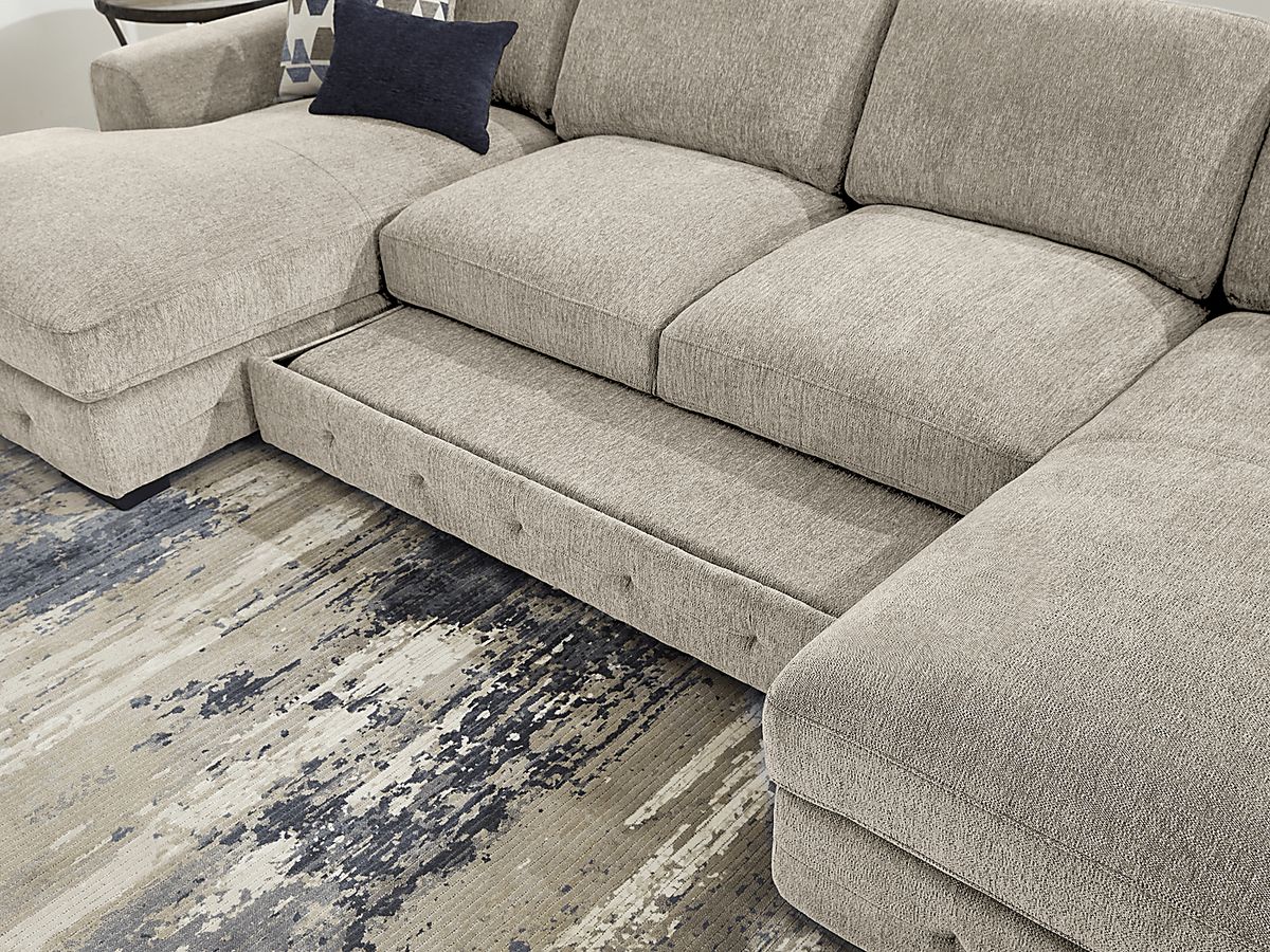 Marcola Sand Beige Woven 3 Pc Sleeper Sectional | Rooms to Go