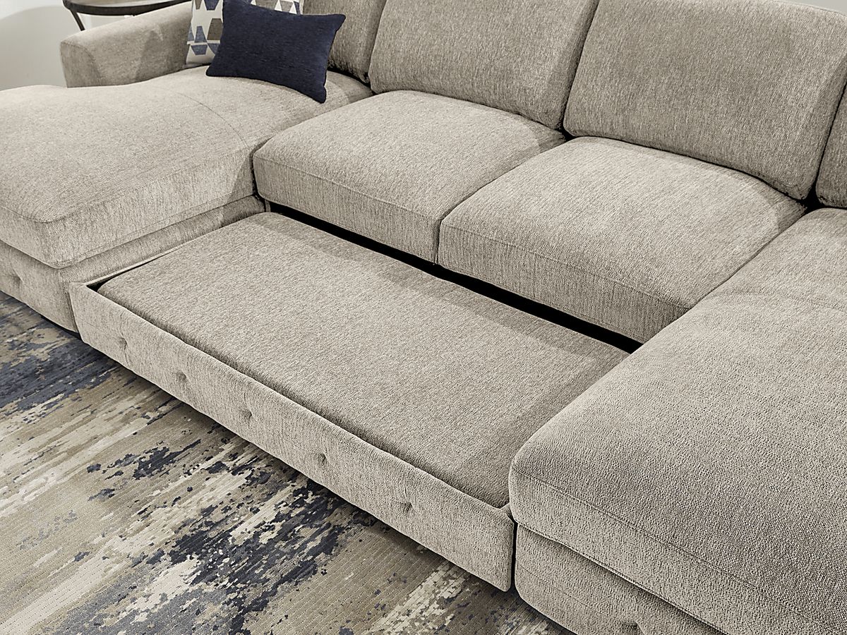 Marcola Sand Beige Woven 3 Pc Sleeper Sectional | Rooms to Go