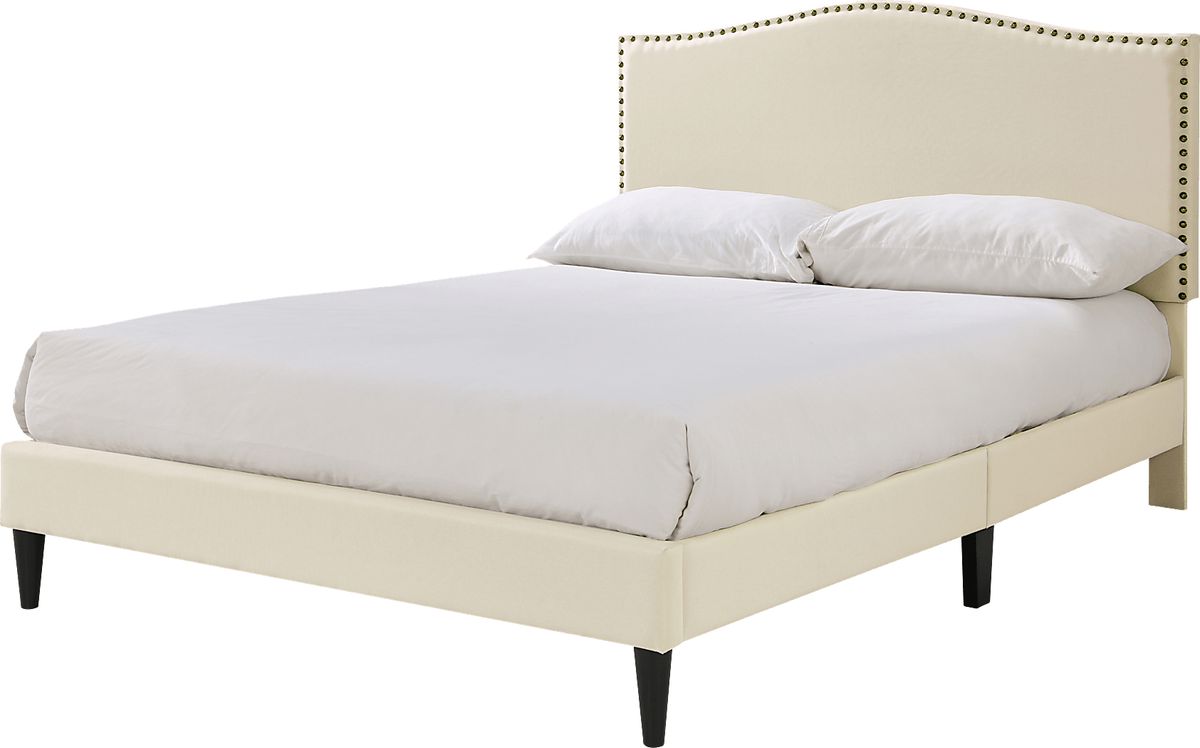 Margrove Beige Colors,Light Wood,White Polyester Fabric Full Bed ...