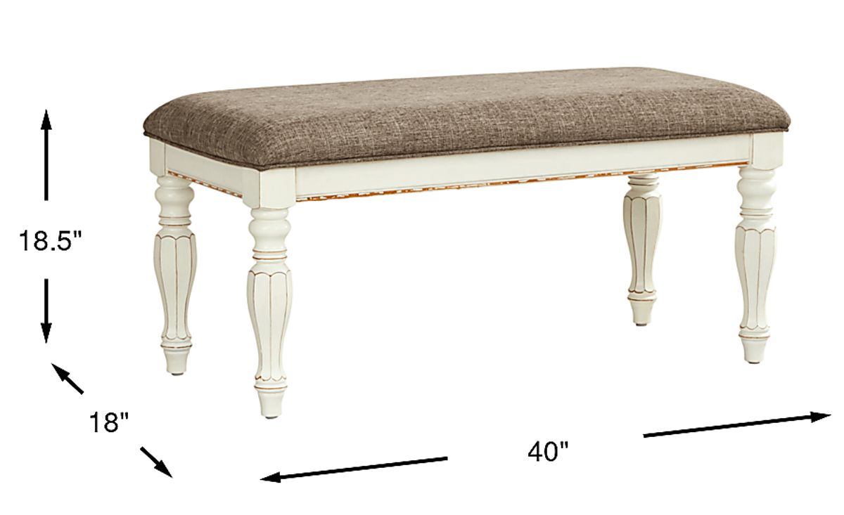 Marien Park White Colors,White Polyester Fabric Bench | Rooms to Go