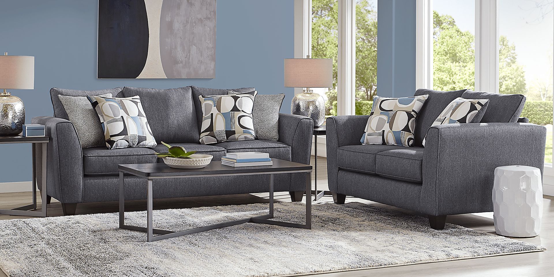 Marisol Bay Blue Woven Sofa | Rooms to Go