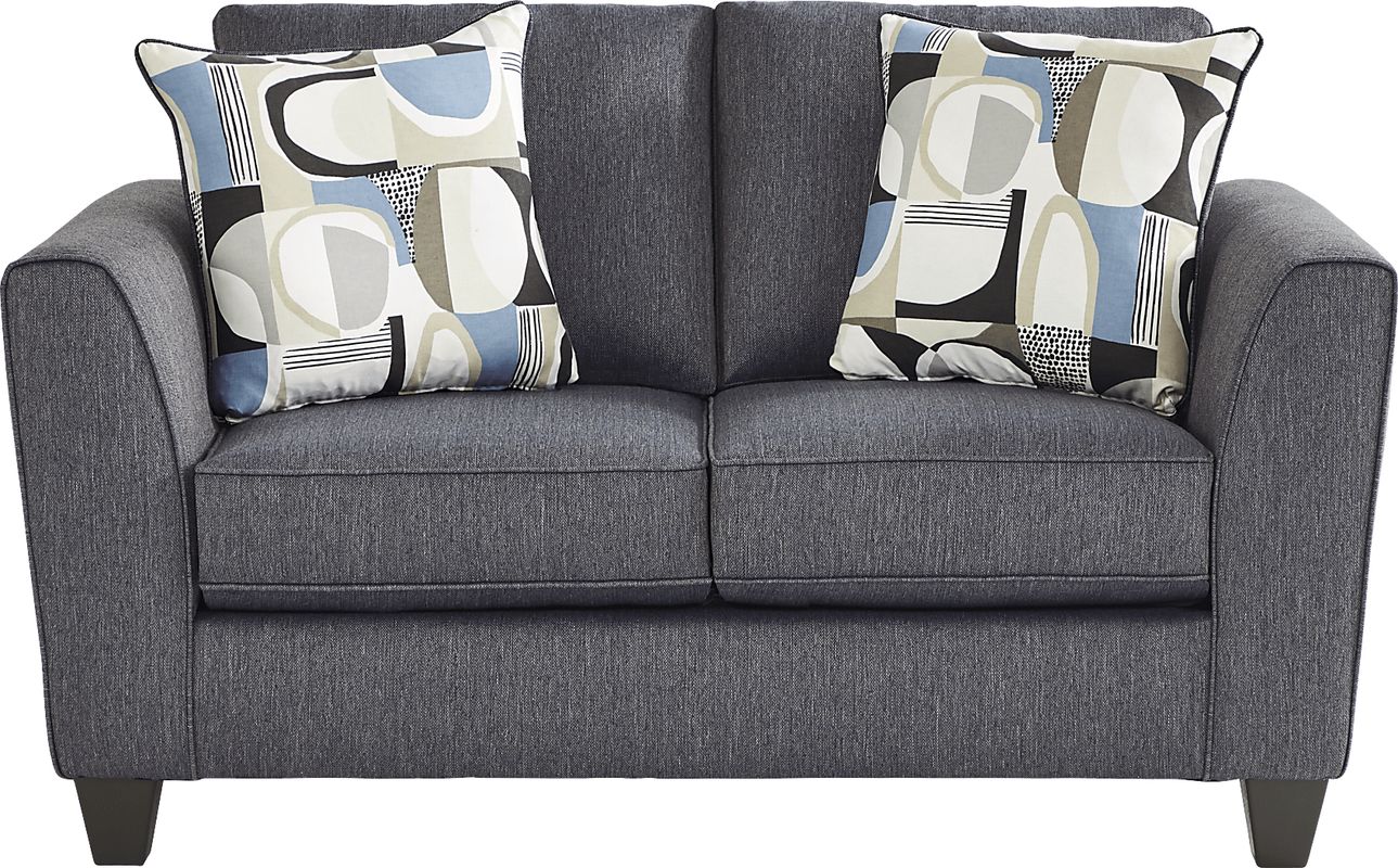 Marisol Bay 2 Pc Denim Blue Woven Living Room Set With Sofa, Loveseat ...