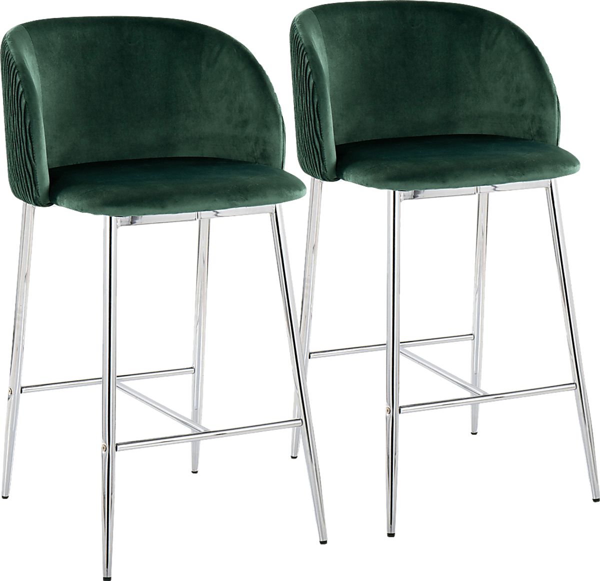 Marsanne VI Silver Gray Green Velvet Plush Counter Height Stool, Set Of ...
