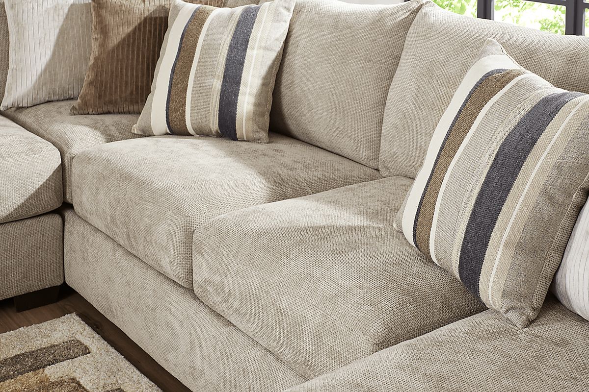 Martin Brown Chenille Fabric 3 Pc With Right Chaise Arm Sectional ...