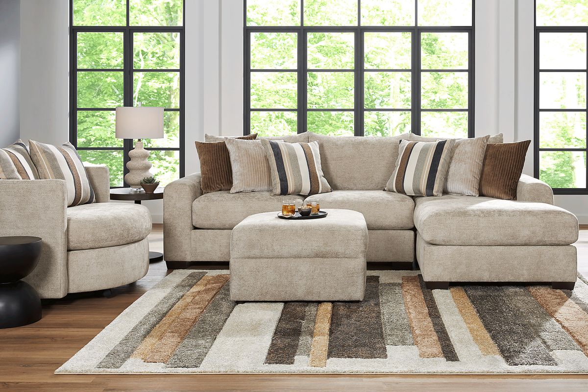 Martin 5 Pc Brown Chenille Fabric Living Room Set With 2 Pc Right Arm ...