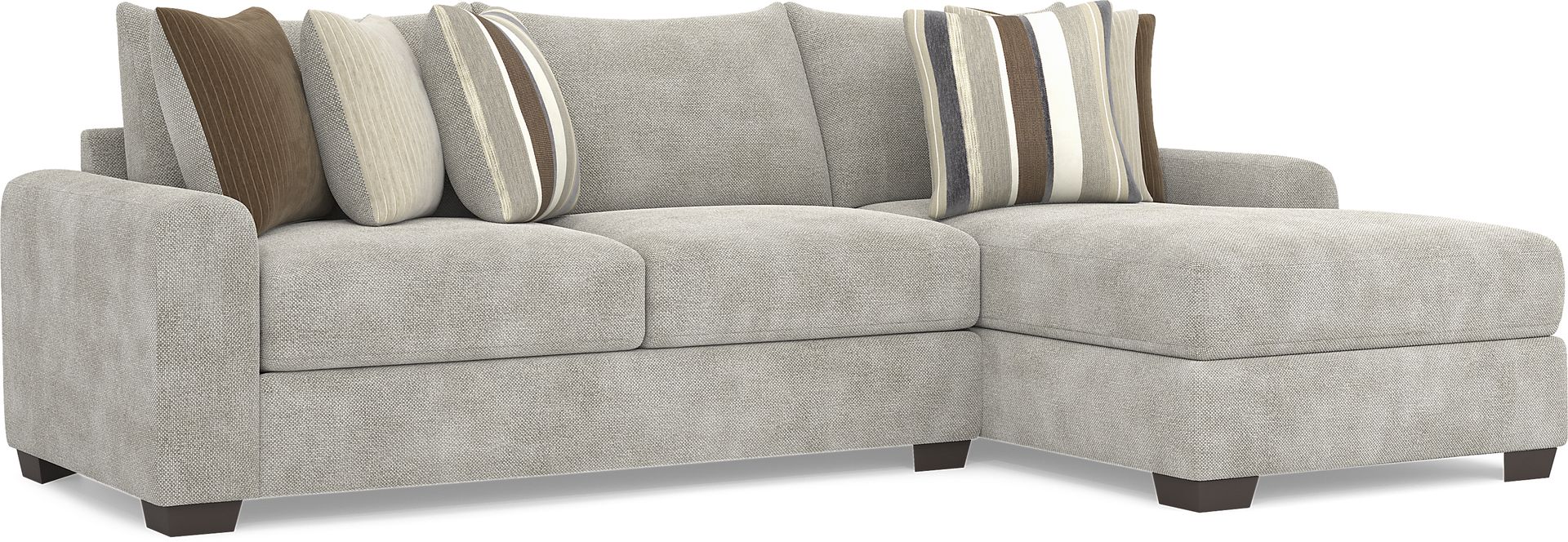 Martin Gray Chenille Fabric 2 Pc With Right Chaise Arm Sectional ...