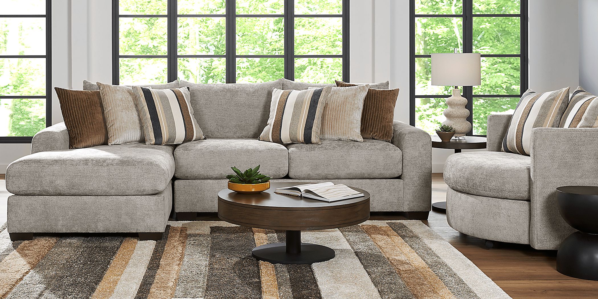 Martin Gray Chenille Fabric 2 Pc With Chaise Left Arm Sectional | Rooms ...