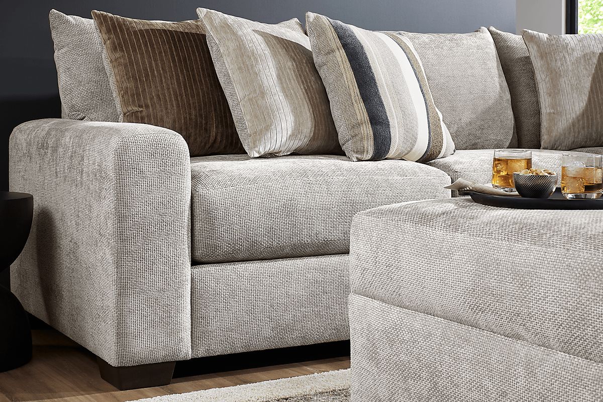 Martin Gray Chenille Fabric 3 Pc With Right Chaise Arm Sectional ...