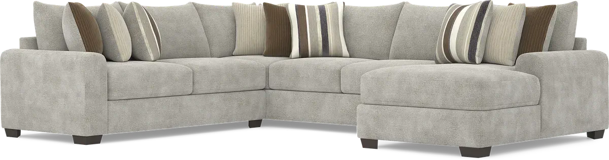 Martin Gray Chenille Fabric 3 Pc With Right Chaise Arm Sectional ...