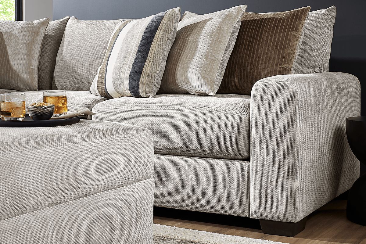 Martin Gray Chenille Fabric 3 Pc With Chaise Left Arm Sectional | Rooms ...