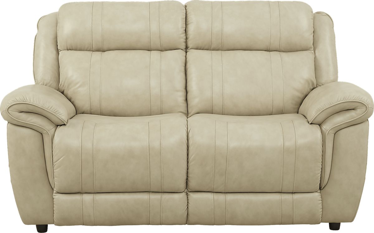 Martino Beige Leather Stationary Loveseat | Rooms to Go